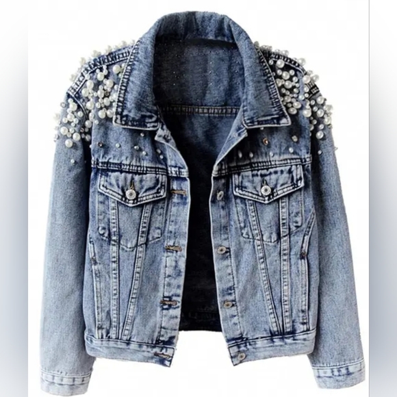 Daugherty Design Co | Jackets & Coats | Pearl And Rhinestone Studded ...